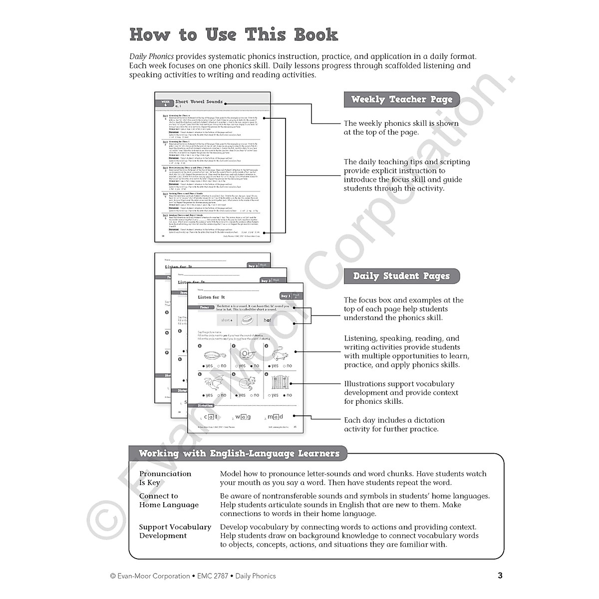 Evan-Moor Daily Phonics, Grade 1, Homeschooling & Classroom Resource Workbook. Phonemic Awareness, Decoding, Word-Study, Teaching Editions, Reproducible Worksheets