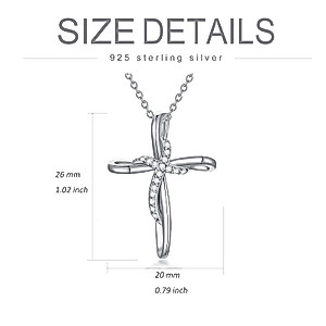 SISGEM S925 Sterling Silver Cross Necklace with Diamond for Women Teen Girls, Double Cross Pendant Necklace Natural Diamond Jewerly Gifts for Birthday Mothers Day 18+2 inch (Sterling Silver- White)