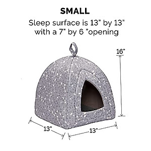 Furhaven Small Cat Bed Polycanvas Print Décor Foldable Pet Tent, Washable - Gray Terazzo, Small