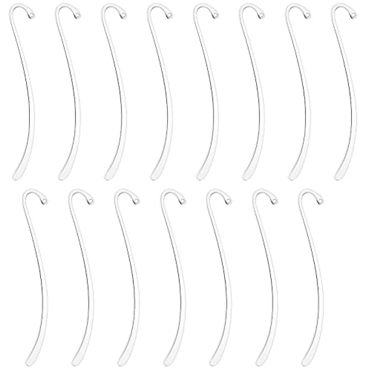 Muzi Hook Bookmark,15 Pcs Silver Plated Smooth Bookmark with Loop Findings Jewelry Making Charms