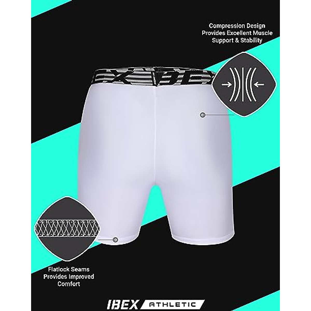 Ibex Athletic Youth Compression Shorts with Protective Cup - Youth Cup Underwear with Cup, Boys Compression Shorts - Y Small White