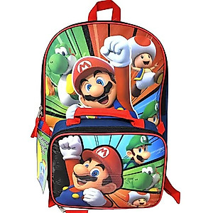 Super Mario 16 Inches Large Backpack With Lunch Bag Set