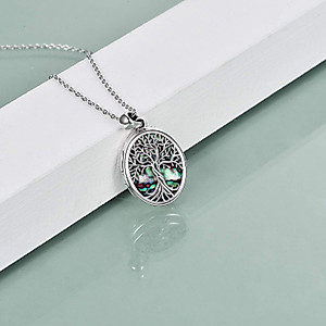 ONEFINITY Tree of Life Locket Necklace Sterling Silver Locket Necklace That Holds Pictures Tree of Life Locket Pendant Mother's Day Gifts for Women Wife Girlfriend