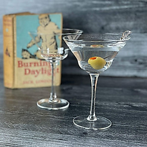 HISTORY COMPANY Jack London Five O'Clock Double Martini Glass 2-Piece Set (Gift Box Collection)