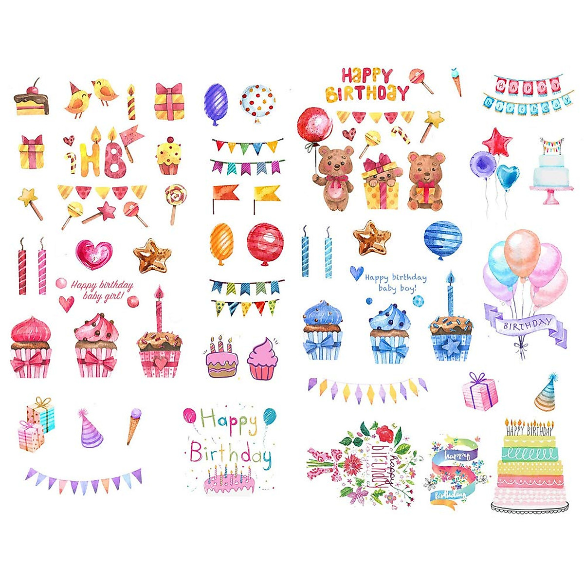 Seasonstorm Kawaii Happy Birthday Celebration Precut Anti-UV Waterproof Decoration Notebook Planner Stickers Scrapbooking Diary Sticky Paper Flakes (PK052)