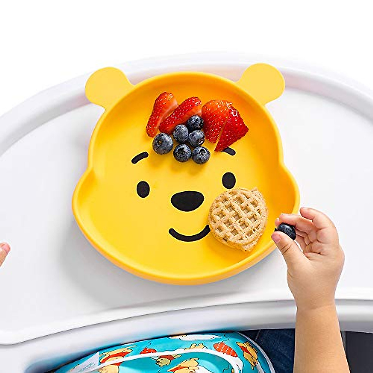 Bumkins Disney Toddler and Baby Suction Plate, Silicone Grip Dish, Baby Led Weaning, Kids Feeding Supplies, Non Skid Sticky Bottom, Platinum Silicone, for Children Ages 6 Months Up, Toy Story Alien