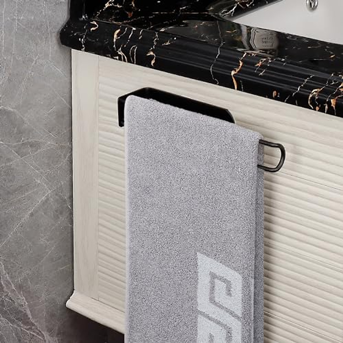 NearMoon Hand Towel Holder/Towel Ring Strong Hold Self Adhesive Bathroom Towel Bar, Thicken Stainless Steel Towel Rack- Sticky Towel Hanger, Contemporary Style, NO Drilling (Matte Black)