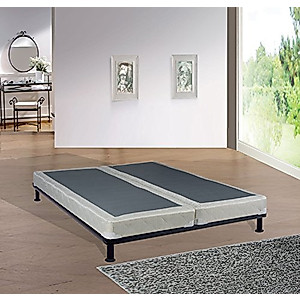 Mattress Solution Fully Assembled Low Profile Split Wood Traditional Boxspring/Foundation, Queen, White