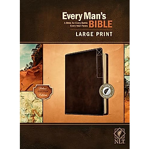 Every Man’s Bible NLT, Large Print, Deluxe Explorer Edition (LeatherLike, Rustic Brown, Indexed)