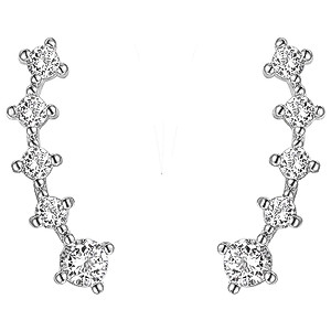 PAVOI Womens White Gold-Plated Base Sterling Silver Post Climber Arrow Ear Crawler Pearl Earrings