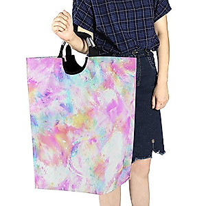 susiyo Kaleidoscope Tie Dye Print Laundry Basket Collapsible Laundry Hamper Foldable Dirty Clothes Bag Large Storage Basket with Handles for Kid Room Toy Bin Bathroom Clothing Organizer