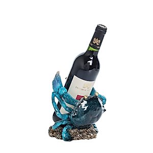 Beachcombers Blue Crab Wine Bottle Holder 7.2 x 7.8 x 6.3 Blue