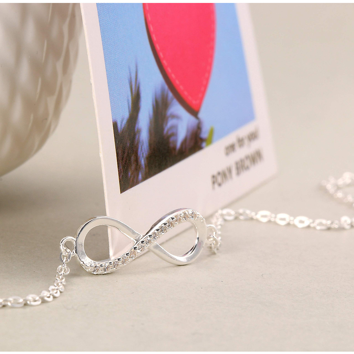 Sllaiss 925 Sterling Silver Infinity Love Bracelet for Women Infinity Endless Love Symbol Charm Adjustable Bracelet White Gold Plated