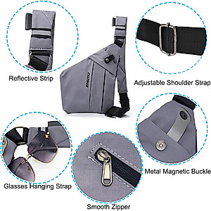 Strangefly Chest Sling Bag Anti-Theft Side Crossbody Backpack Casual Shoulder Daypack Lightweight Polyester Purse Pocket Bag for Men Women (Gray)