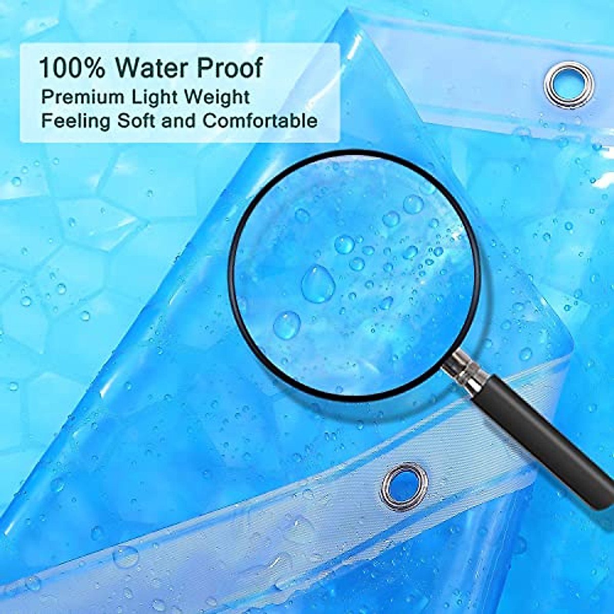 LQFMEHOT EVA Blue Shower Curtain Liner,3D Water Cube 5G Shower Liners with 12 Rustproof Metal Grommets and Weighted Magnets, Waterproof Duty Shower Curtains for Shower Bathroom 72 x 72