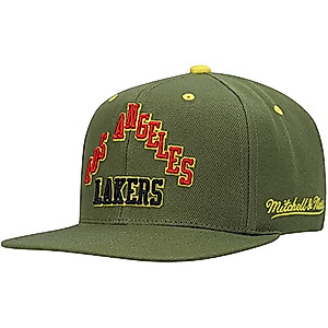Mitchell & Ness LA Los Angeles Lakers HWC 50th Anniversary Team Season Patch Dynasty Fitted Cap, Hat (as1, Numeric, Numeric_7_and_1_Half, 7 1/2) Dusty Olive