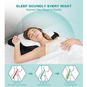 FAIORD Cervical Memory Foam Contour Pillows for Neck and Shoulder Pain, Adjustable Support Side Sleeper Pillows with Cooling Pillow Cases, Bed Pillow for Back Stomach Sleepers Black