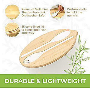 Cuffie Chef - Large Salad Bowl with Lid, Bamboo Salad Serving Bowl with Silicone Seal, Light & Sturdy Salad Bowl, Sleek Serving Bowls with Lids & Utensils, Complete Salad Bowl Set, 9.85 inches, White