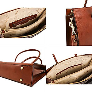 Time Resistance Leather Handbag - Top Handle Bag - Full-Grain Leather Tote Bag - Purse for Women (Cognac)