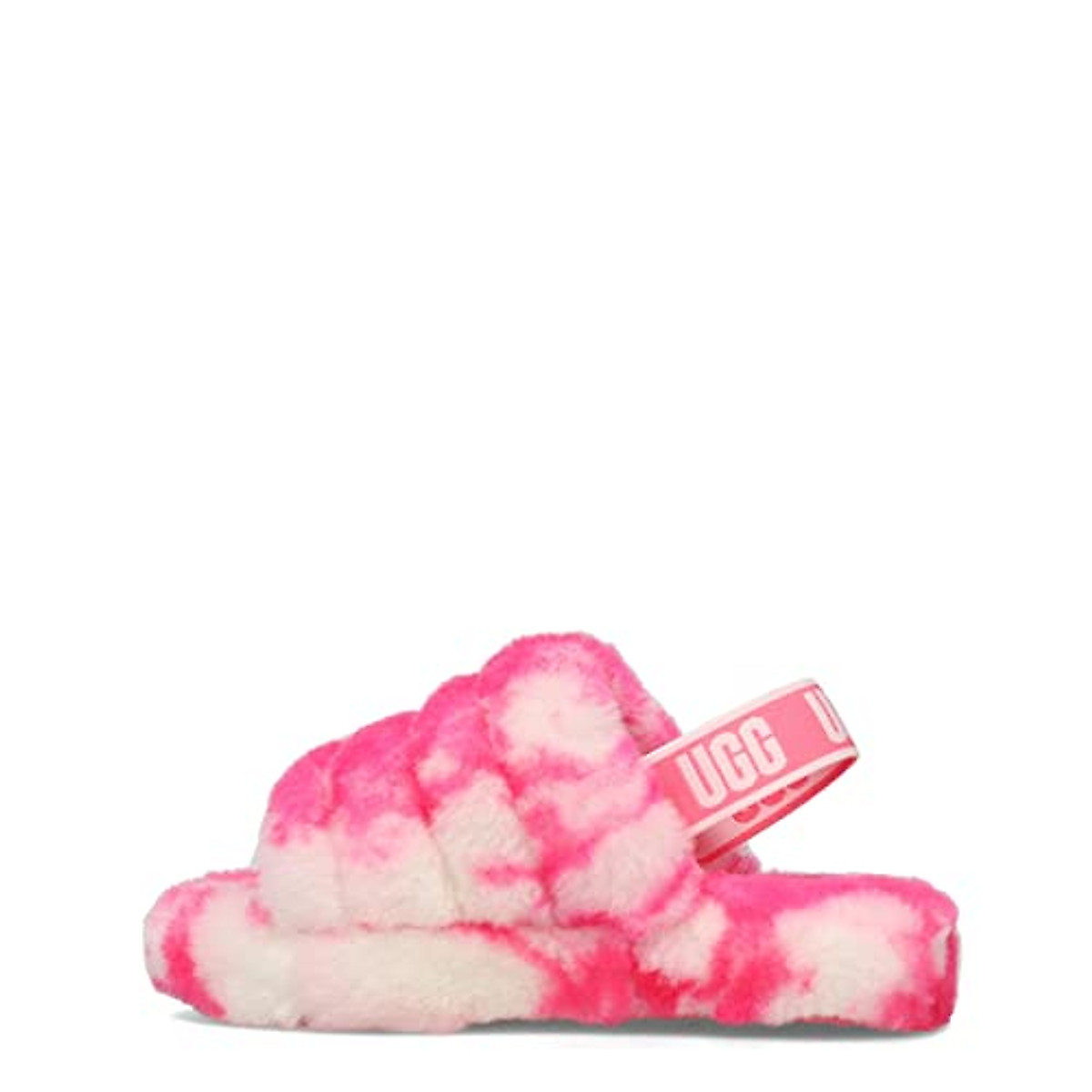 UGG Girls K Fluff Yeah Slide Marble Slipper, Pink Rose/Seashell Pink, 6 Big Kid