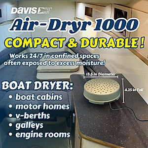 Davis Instruments Air-Dryr 1000 Dehumidifier Bundle (2 Pack) Quiet Boat Dehumidifier for Moisture Problems and Wet Air Solution - Portable Space Heater for RV or Campers - Compact Electric Boat Heater