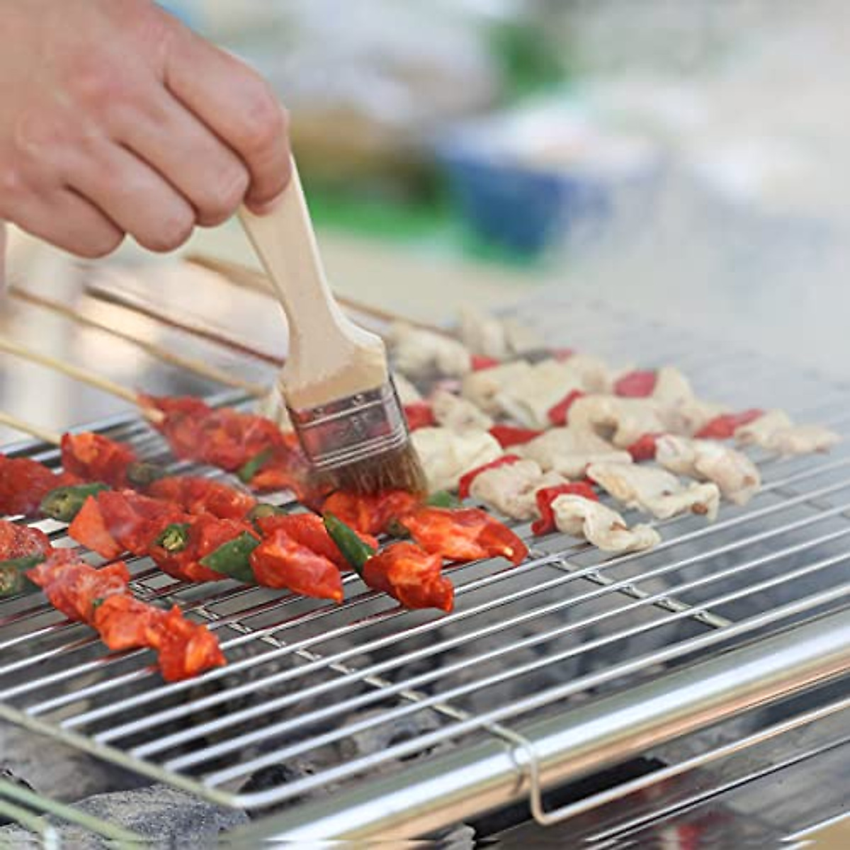 Elsjoy Set of 4 Barbeque Wire Mesh Net Grill Grid, 12 x 10 Stainless Steel Grill Grates BBQ Grill Racks, Replacement Smoker Wire Rack for Roasting, Cooling, Baking