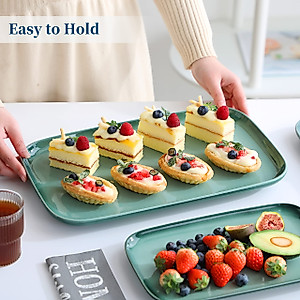 LOVECASA Serving Platters and Trays Set,Large Trays for Serving Food,Ceramic Serving Plates for Entertaining,15"/13"/11" Serving Dishes Set of 3 for Party-Mircowave,Dishwasher Safe(Green)