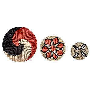 Wall Basket Decor Boho Flat Woven Hanging 15 to 8 inch Set of 3 Decorative Art for Living Room Bedroom Coffee Table Handmade Colorful and Unique
