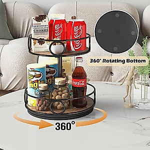 COVAODQ Wooden Lazy Susan Turntable for Cabinet Pantry Kitchen, 360 Degree Rotating Spice Rack Organizer