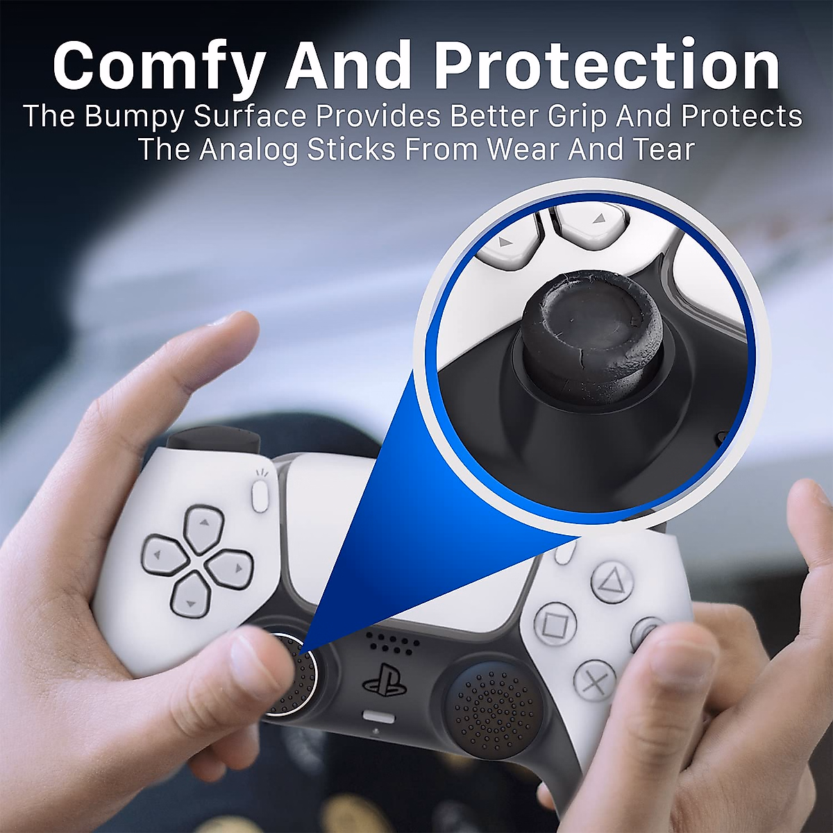 Fosmon Pro Trigger Extender and Thumb Grip Covers Compatible with Sony PS5 Controller (11 PCS), High Rise Non-Slip Thumb Grips and Quick Fire Trigger Extenders Protective Cover for Analog Joystick