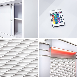 MAYAKOBA NAPA Reception Desk Square Table with LED Light and Marble Top, Office Restaurant Beauty Spa Salon Furniture, Luxe White/Silver Accents