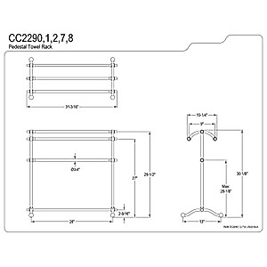 Kingston Brass CC2292 Vintage Freestanding Towel-Rack, 29-1/2-Inch Height, 28-Inch Width, Polished Brass