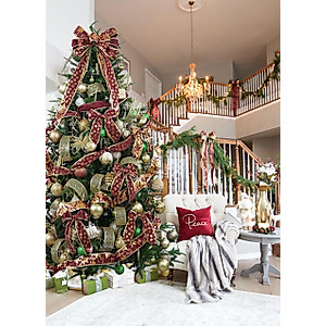 AIMUDI Burgundy Christmas Velvet Ribbon Wired 2.5" Burgundy and Gold Ribbon for Christmas Tree Decorations Dark Red Wired Ribbon for Wreaths, Gift Wrapping, Crafts, Topper Bow - 6 Rolls 36 Yards