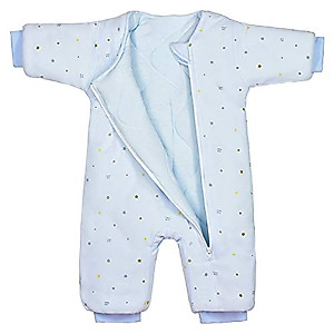 BBTKCARE Sleep Sack - Cotton Wearable Blanket，Warm Baby Pajamas for Toddler 6-9 Month-Blue