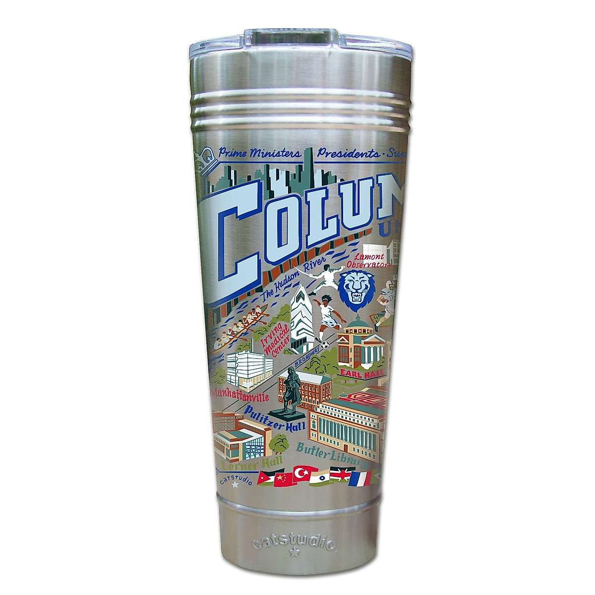 Catstudio Columbia University Collegiate Thermal Tumbler | Triple Wall Insulation With Non Slip Bottom | Great College Travel Cup for Water, Coffee, Tea, or Smoothies