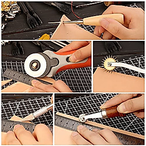 IMZAY 415Pcs Leather Tooling Working Kit, Compact Beginner Leather Tools and Supplies with Leather Stitching Sewing Carving Cutting Crafting Tools for Leather Sheath Wallet Belt Boot Seat Sewing