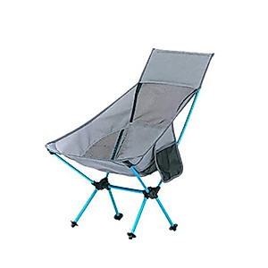 Beach Portable Folding Chair Portable Outdoor Folding Camping Fishing Chairs Aluminum Alloy Garden Moon Beach Backrest Chair Foldable Chair Outdoor Camping Chair (Color : Gray)