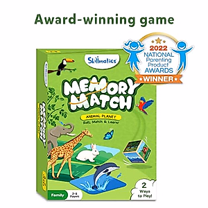 Skillmatics Board Game - Memory Match Animals, Fun & Fast Memory Game for Kids, Preschoolers, Toddlers, Gifts for Boys & Girls Ages 3, 4, 5, 6, 7