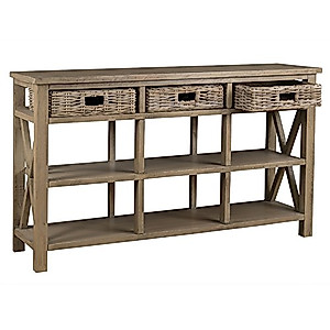 EAST at MAIN Dillman Rectangular Mahogany and Rattan Sideboard, Brown, (56x15x33)