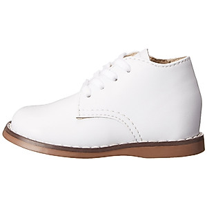 FOOTMATES Todd Lace-Up Bootie Leather Toddler and Baby Walking Shoes with Wide Toe Box and Custom-Fit Insoles, Non-Marking Outsoles, White - 3 Infant (0-12 months)