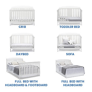 Delta Children Westminster 6-in-1 Convertible Baby Crib, Greenguard Gold Certified, Bianca White