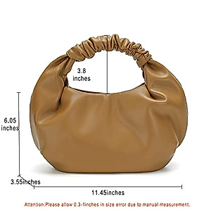 CORAID Mini Hobo Tote Bags for Women Soft Leather Clutch Purses for Women Cloud-Shaped Top Handle Bags Beige