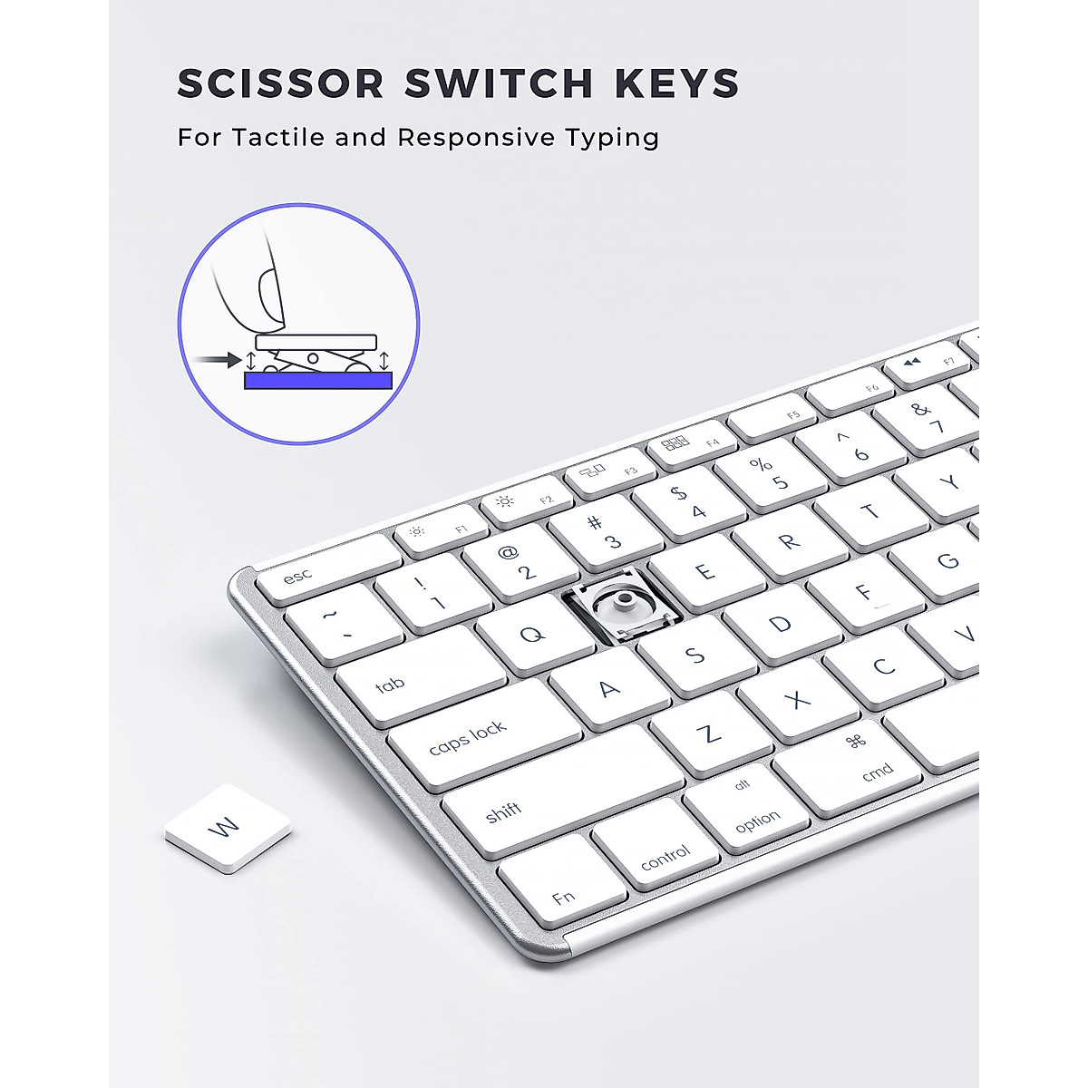 Wireless Bluetooth Keyboard and Mouse Compatible for Mac, seenda Stainless Steel Multi-Device Keyboard and Mouse Rechargeable with Number Pad, Compatible for Mac, iPad, iOS, Silver