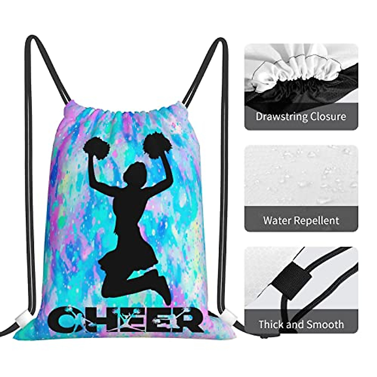 ISTYTOP Cheer Drawstrings Bags Backpack Pink Waterproof Light Durable Gym Sports Yoga Beach Sackpack Party Favor Bags