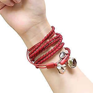 URIZONS Earbuds Earphones in-Ear Headphones - Headsets with Microphone Remote for iPhone, iPad, Mac, Laptop Android Devices Fabric Braided Wristband Bracelet (red)