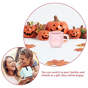 DOITOOL Pink Cauldron Mug Coffee Ceramic Cauldron Halloween Decor, 450ml Halloween Coffee Mug for Halloween Theme Party Favor, Novelty Coffee Mug Cup (Pink)