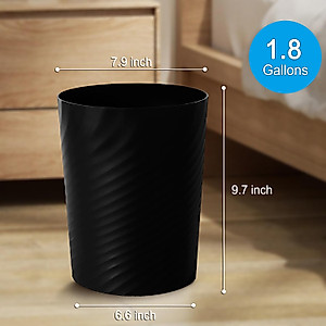 decorluxes Trash Cans, Plastic Small Trash Can, 1.8 Gallon Bedroom Trash Can, Office Trash Can, Waste Can for Bathroom (2, Black)