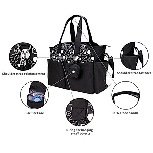 Diaper Bag Tote with Pacifier Case&Changing Station Upgrade Multi-Function Messenger Weekender Bag Baby Bag with Adjustable Shoulder Strap Insulated Pockets (N Black)