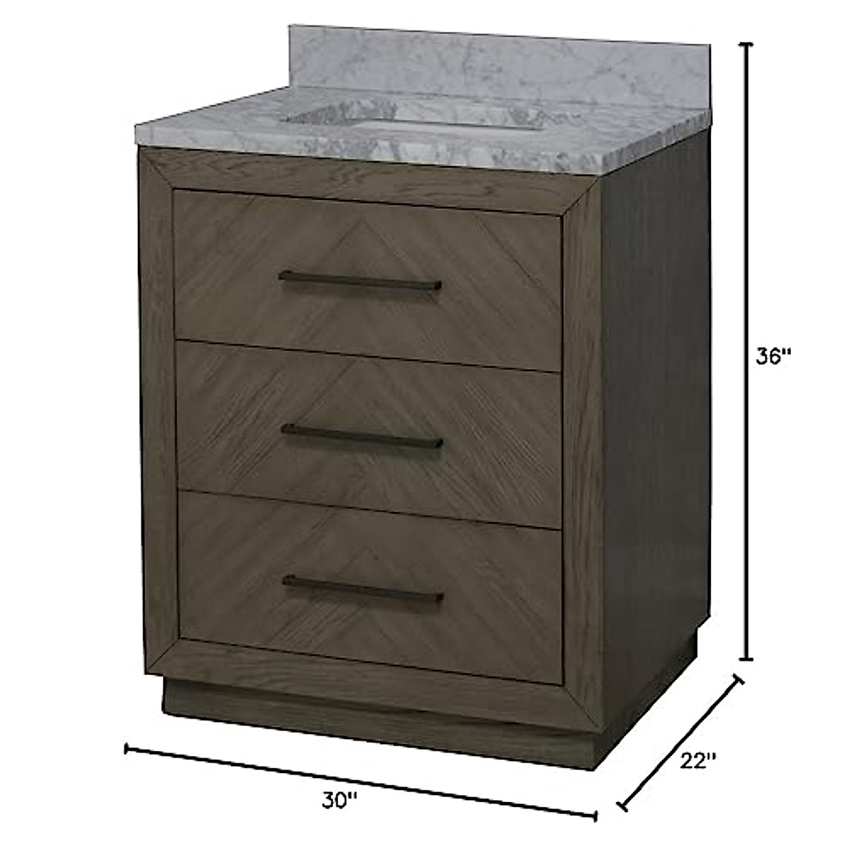 Avery 30-inch Bathroom Vanity (Carrara/Gray Oak): Includes Gray Oak Cabinet with Stunning Carrara Marble Countertop and White Ceramic Sink