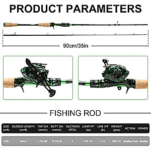 YKLP Fishing Rod and Baitcasting Reel Combos, Baitcaster Fishing Reels with 18+1BB Stainless Steel Ball Bearings,Magnetic Braking System for Fishing Saltwater Freshwater